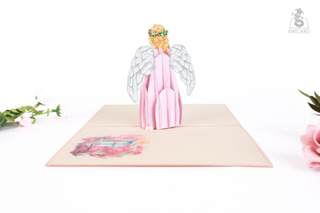 Lovely Pink Angel Pop Up Card - Kiricard