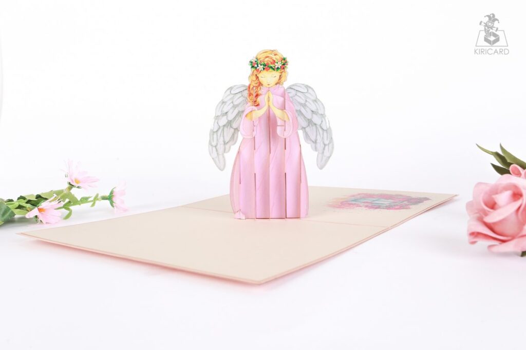 Lovely Pink Angel Pop Up Card - Kiricard