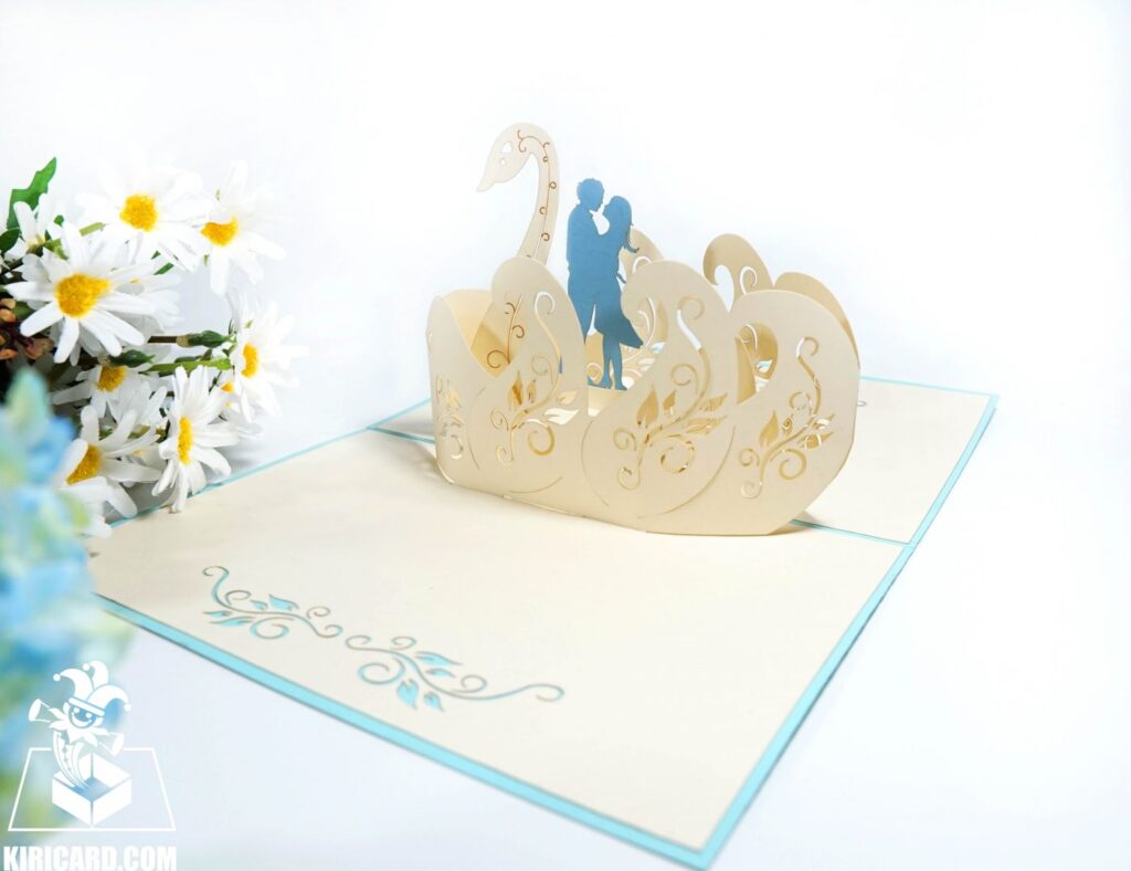 Love Swan Pop Up Card - Kiricard