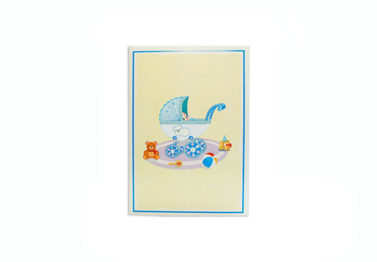 New Blue Pram Pop-Up Card - Kiricard