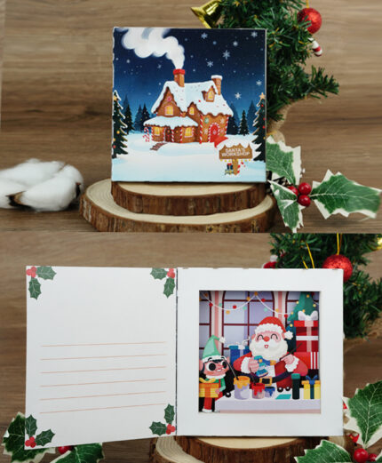3D Christmas Santa's Workshop Box Card Template | Free Download